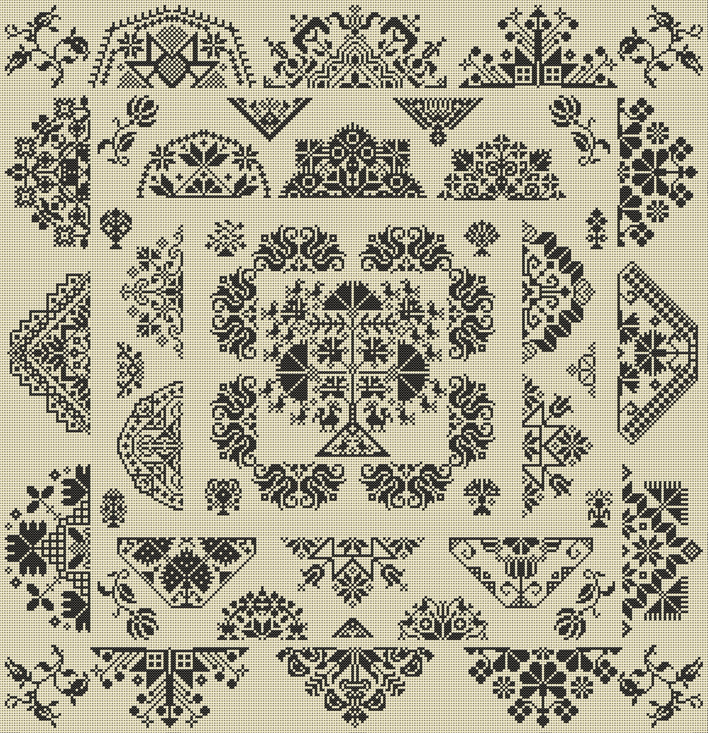 QUAKER Cross Stitch Sampler PDF Chart Using Original Quaker Motifs - Etsy