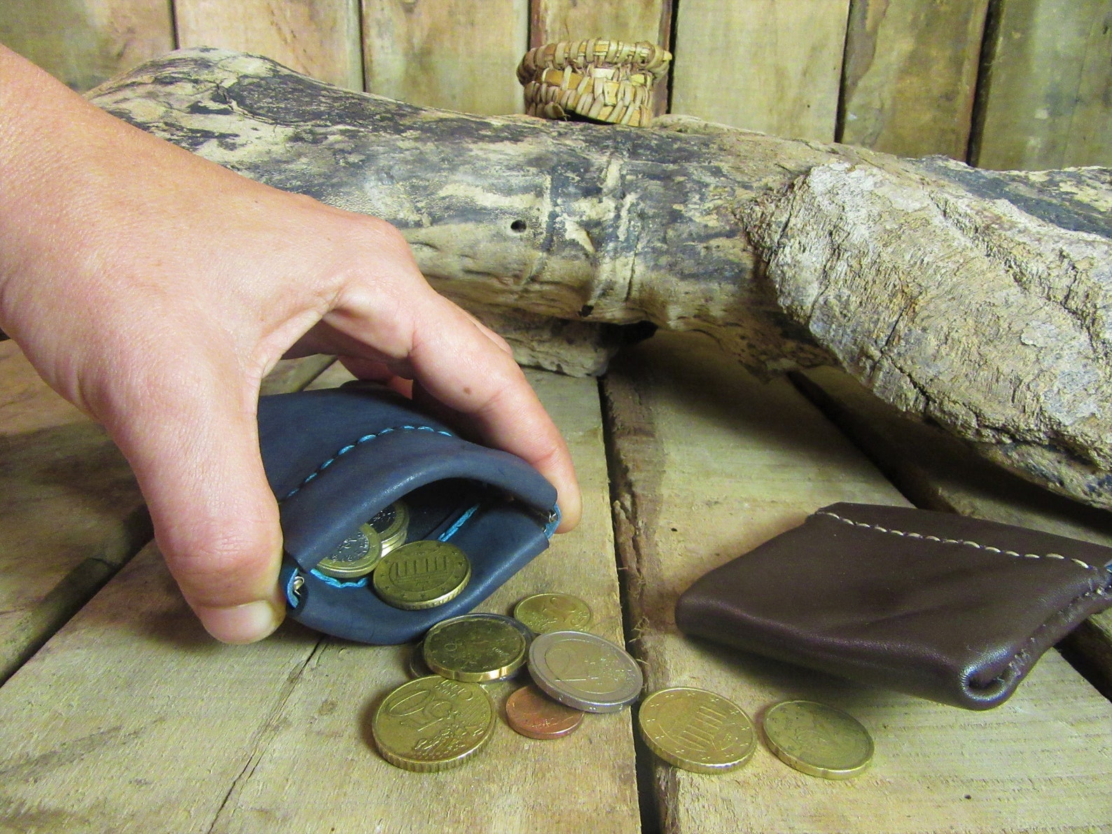 Monedero de monedas de cuero unisex Portador de monedas para | Etsy