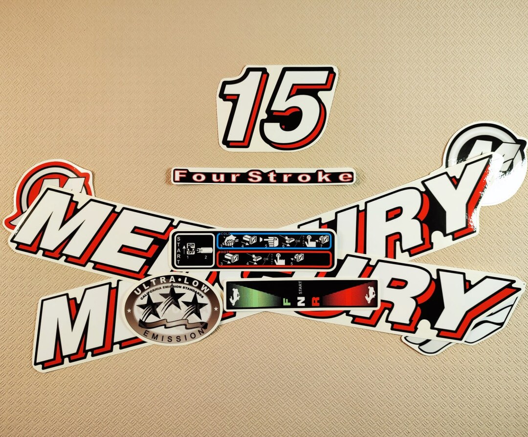 Decal Set for Mercury 15 Hp Bigfoot 2006-2011 Outboard.vinyl Kit ...