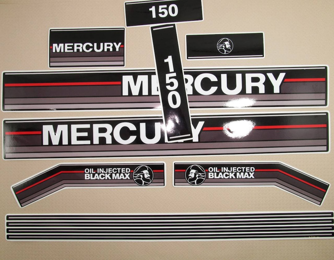 Decal Set for Mercury 150 Hp Outboard. Vinyl Kit Sticker Mercury 150 ...