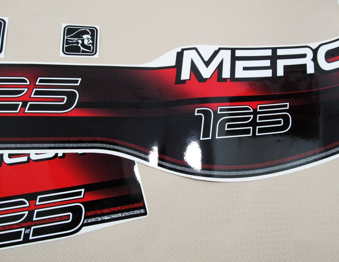 Decal Set for MERCURY Two Stroke 125 Hp Outboard. Vinyl Kit Sticker for ...