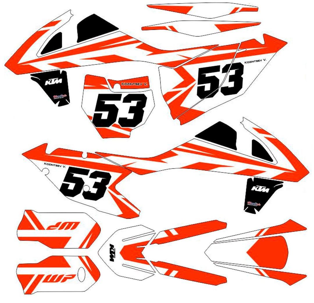 Graphic Vinyl Decal Set for KTM Without Headlights Graphic Kit for KTM ...