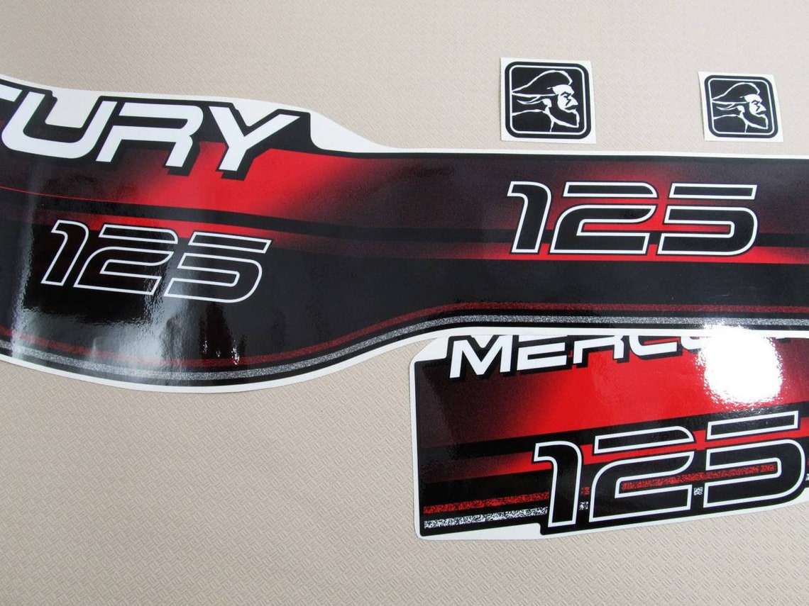 Decal Set for MERCURY Two Stroke 125 Hp Outboard. Vinyl Kit Sticker for ...