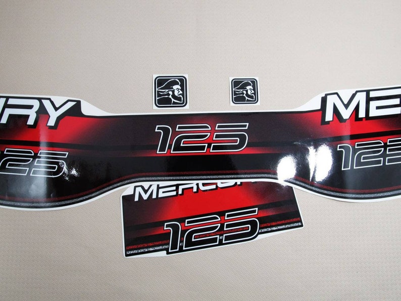 Decal Set for MERCURY Two Stroke 125 Hp Outboard. Vinyl Kit Sticker for ...
