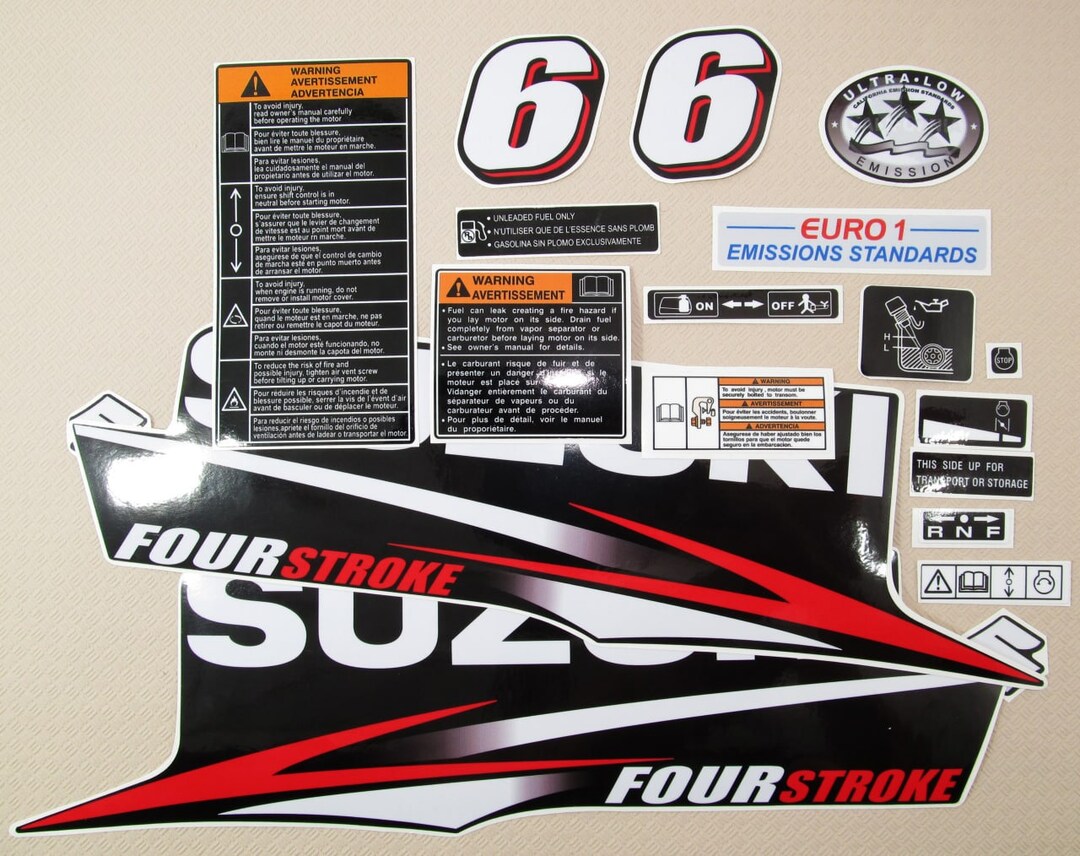 Vinyl Graphic Decals Set Handmade for Suzuki DF 6 Four Stroke Outboard ...