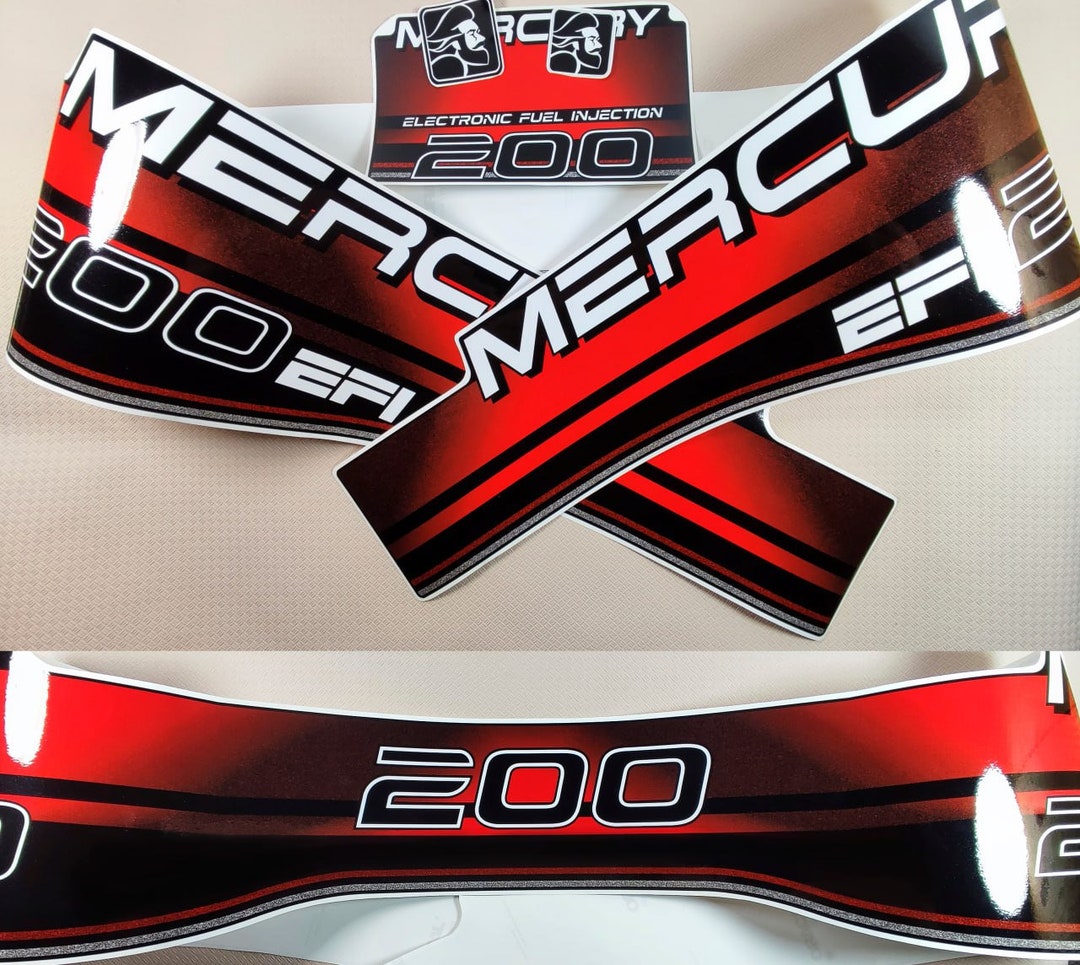 Decal Set for Mercury 200 Hp Outboard Electronic Full Injection. Vinyl ...