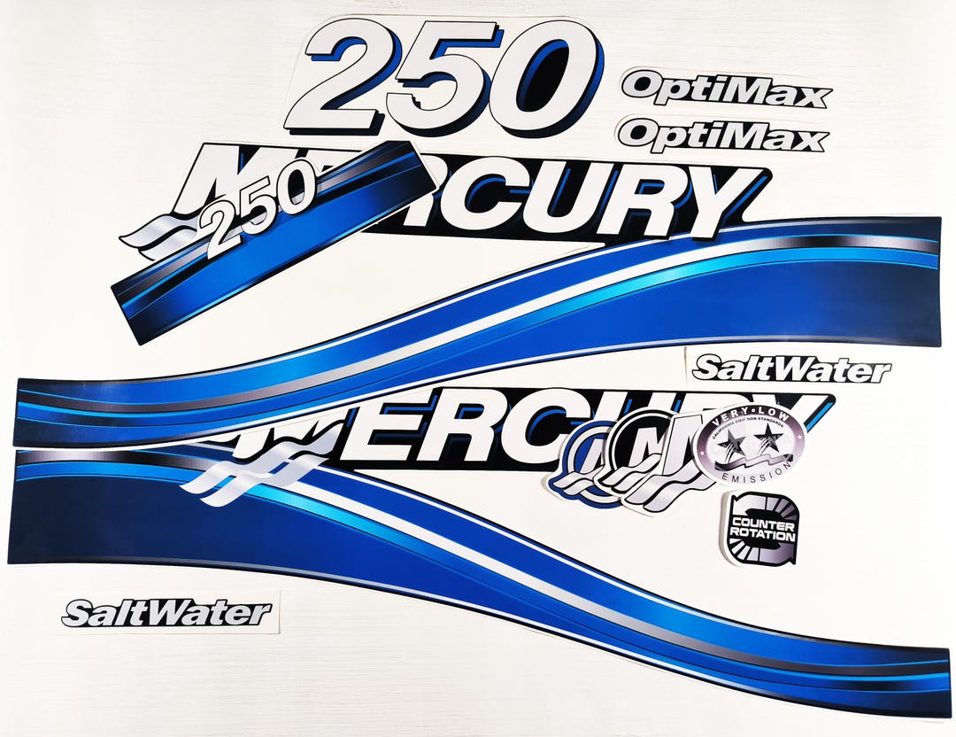 Decal Set for MERCURY 250 Two Stroke Saltwater, Opti Max for Top ...