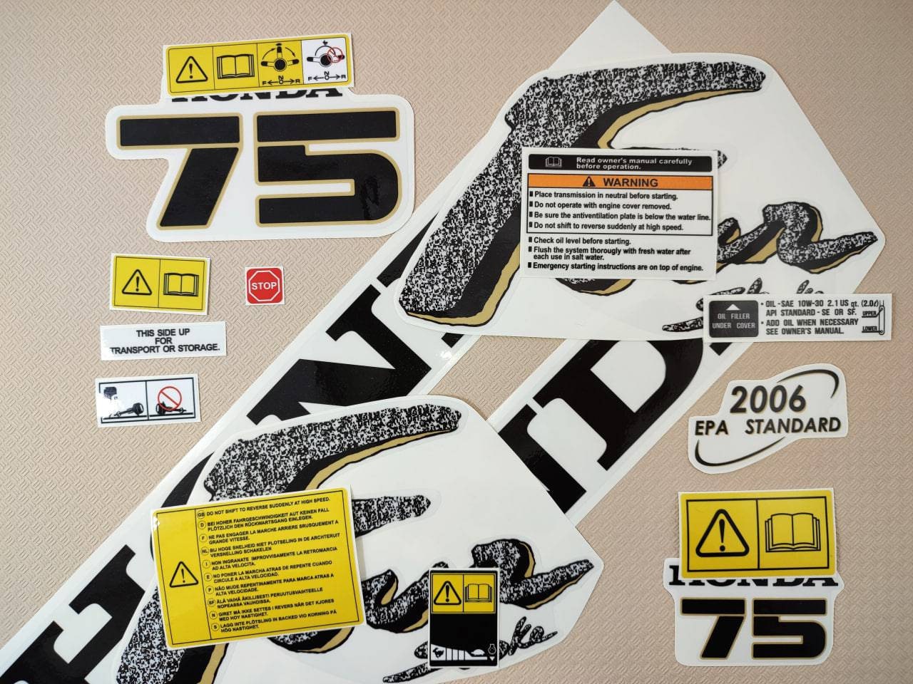 Vinyl Graphic Decals Set of Handmade for Honda 75 Outboard - Etsy