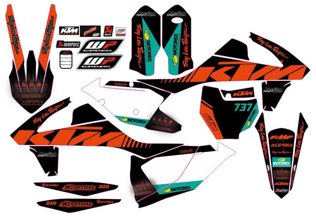 Graphic Vinyl Decal Set for KTM Without Headlights Graphic Kit for KTM ...