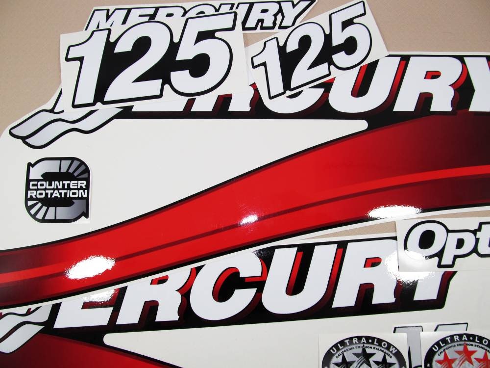 Decal Set for Mercury 125 Hp Outboard. Vinyl Red Kit Sticker for ...