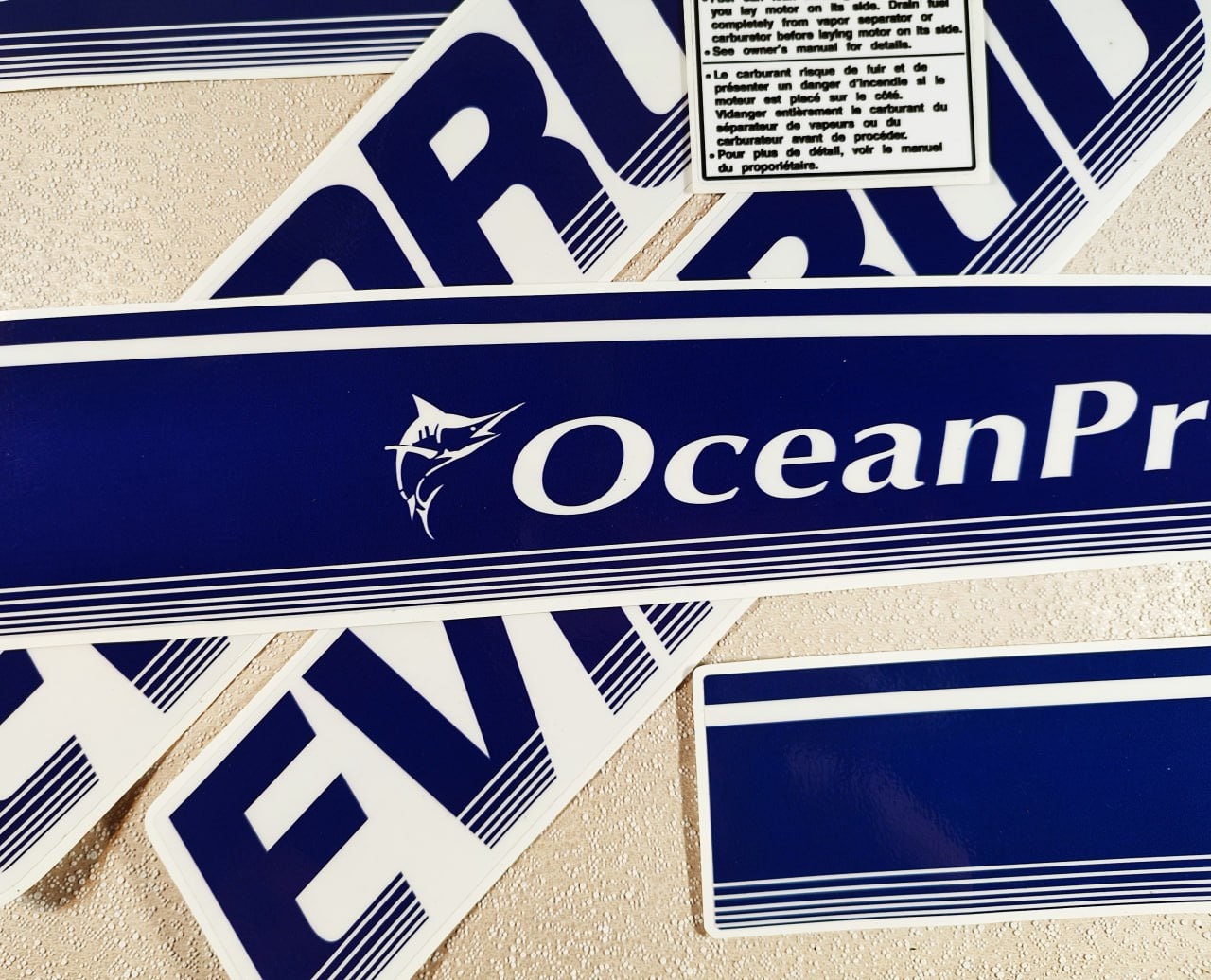 Vinyl Graphic Decals Set for Evinrude 115 Two Stroke Outboard Engine ...