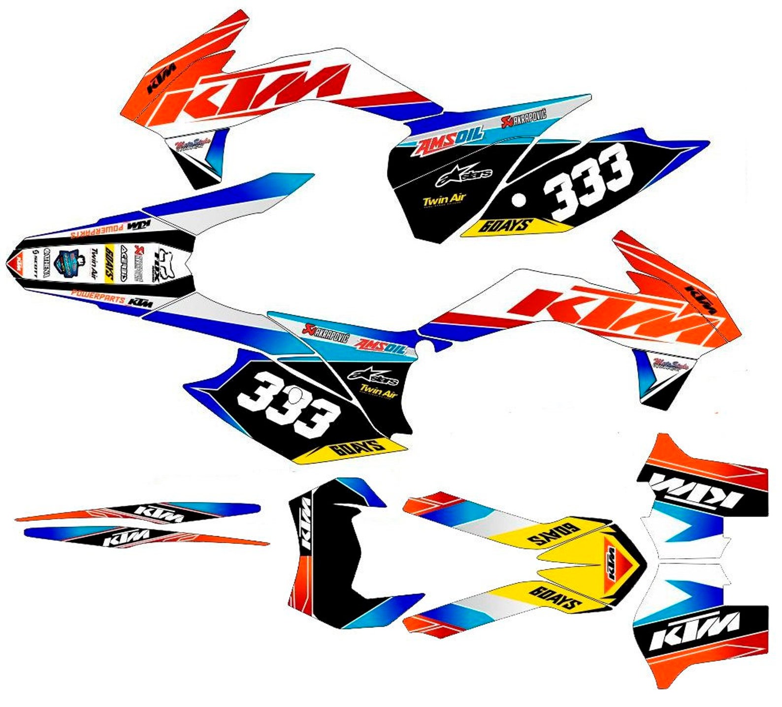 Graphic Vinyl Handmade Kit KTM Sx Sxf Exc Xc 125-150-250-300-350-450 ...