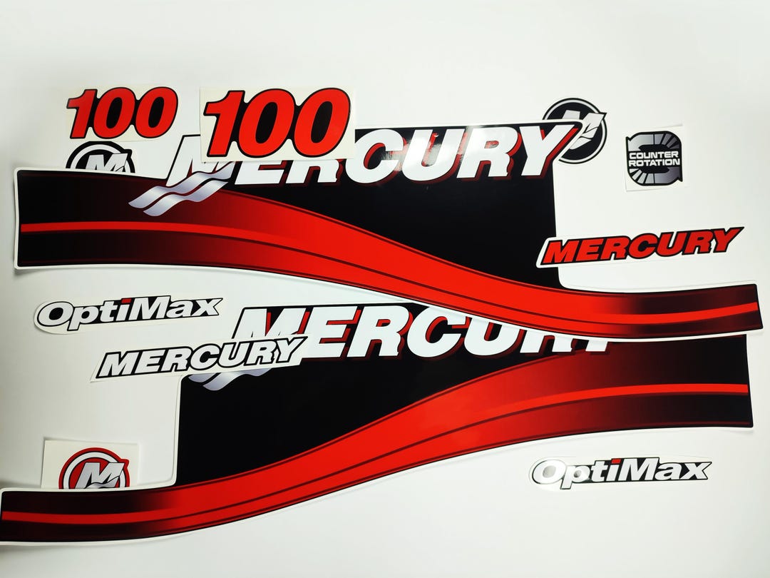 Decal Set for MERCURY Optimax Two Stroke 100 Hp Outboard. Vinyl Kit ...