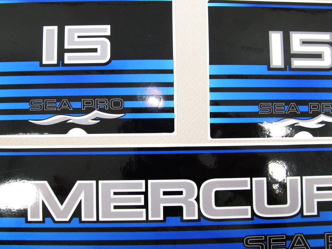 Vinyl Graphic Decals Set of Handmade for Mercury 15 Sea Pro Outboard ...