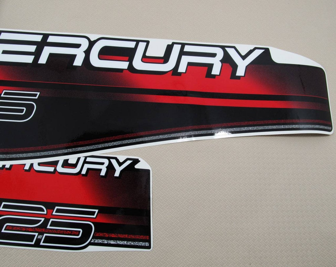 Decal Set for MERCURY Two Stroke 125 Hp Outboard. Vinyl Kit Sticker for ...