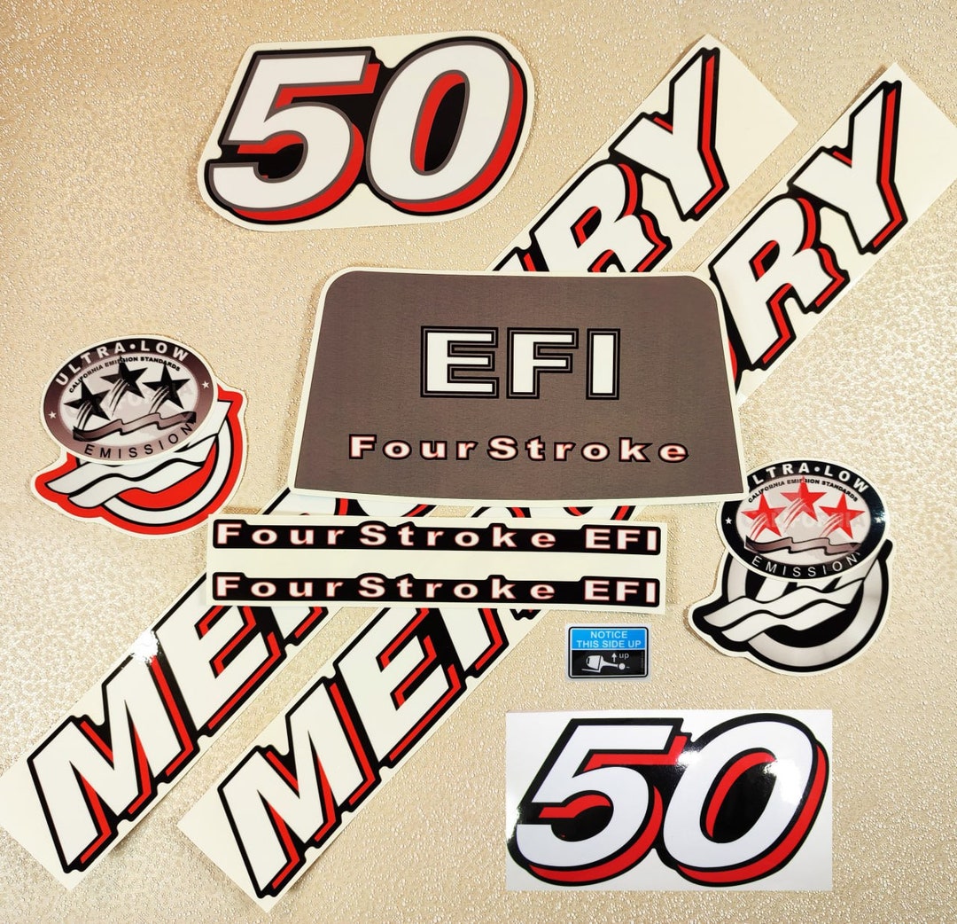 Decal Set for Mercury 50 EFI Bigfoot -2011 Outboard. Vinyl Kit Sticker ...