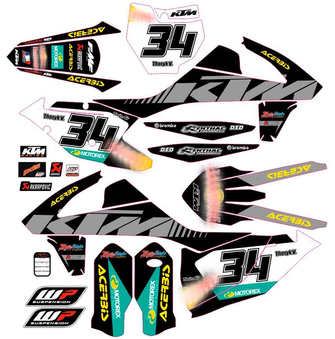 Graphic Vinyl Decal Set for KTM Without Headlights Graphic Kit for KTM ...