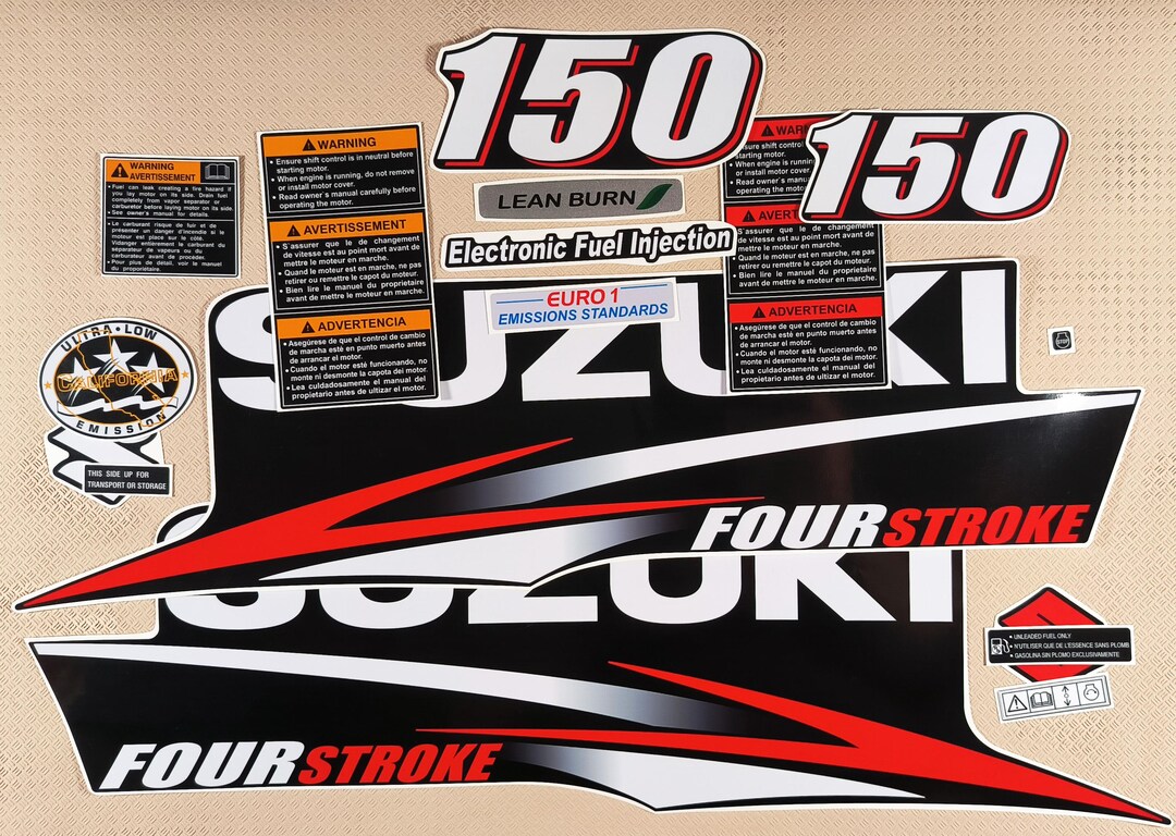 Vinyl Decals Set for Suzuki DF 150 Four Stroke Outboard Engine Graphic ...