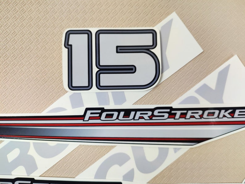 Vinyl Graphic Decals Set of Handmade for Mercury 15 Four Stroke ...