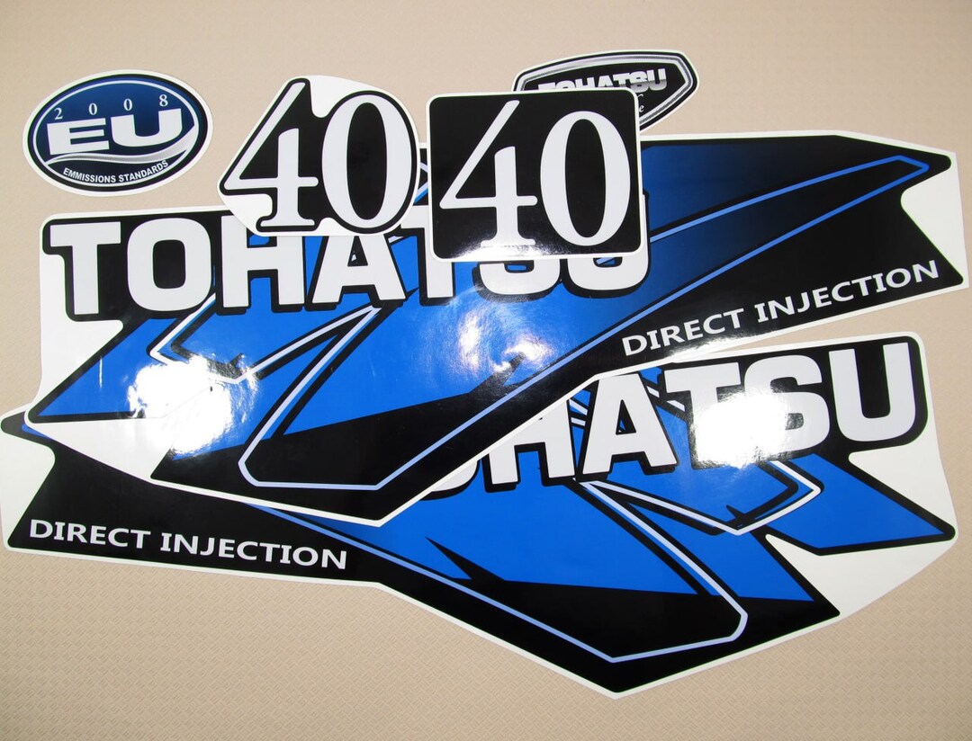 Vinyl Graphic Decals Set Handmade for Tohatsu 40 TLDI Derect Injection ...