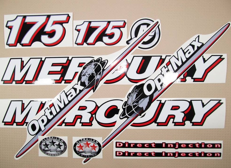 Decal Set for Mercury 175 Opti Max Outboard. Vinyl Kit Sticker Mercury ...