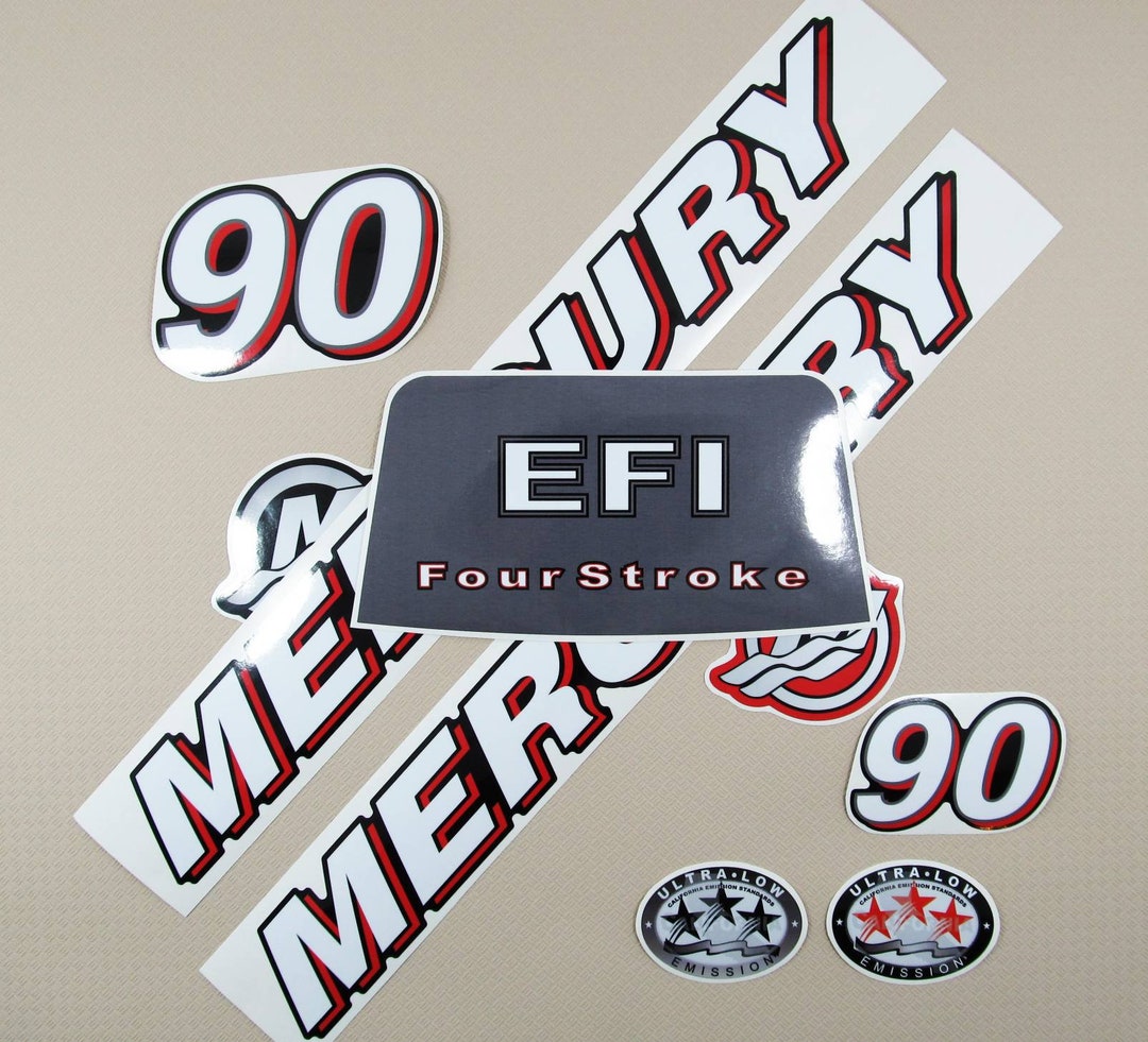 Decal Set for Mercury 90 EFI Four Stroke Outboard. Vinyl Kit Sticker ...