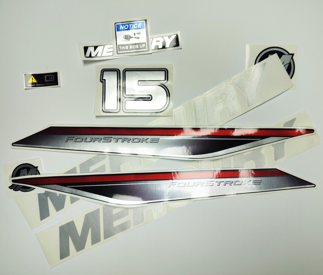 Vinyl Silver Shimmer Decals Set of Handmade for Mercury 15 Four Stroke ...