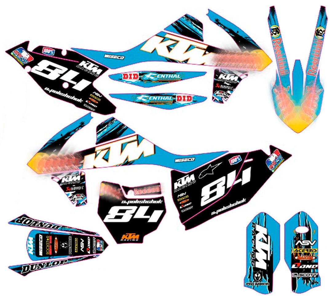 Graphic Vinyl Decal Set for KTM Without Headlights Graphic Kit for KTM ...