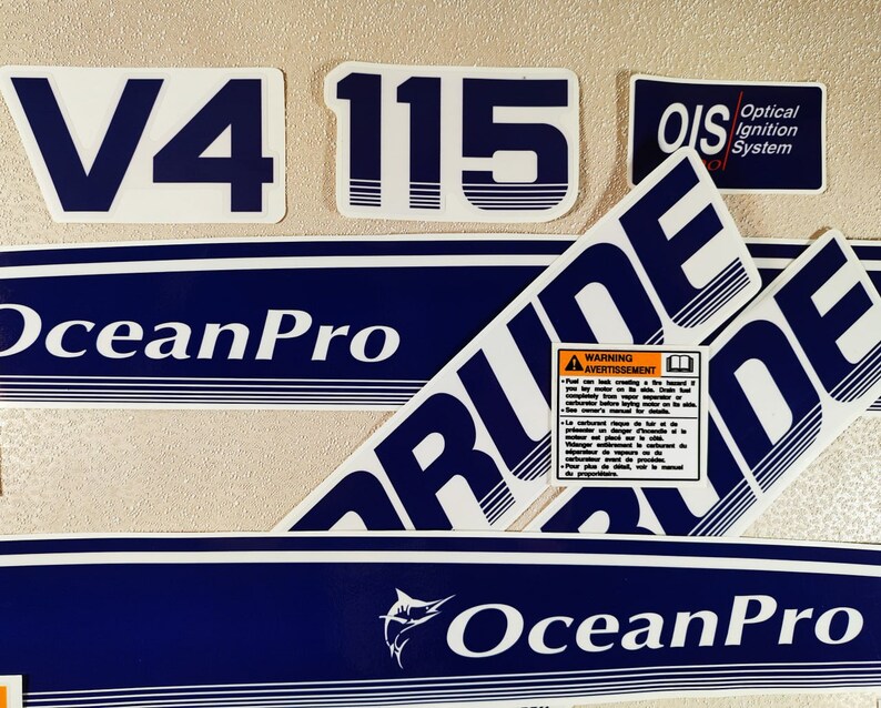 Vinyl Graphic Decals Set for Evinrude 115 Two Stroke Outboard Engine ...