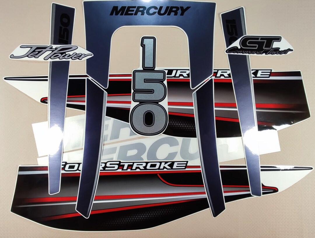 Vinyl Decal Set for Mercury 150 Hp Four Stroke Dilver Shimmer Outboard ...