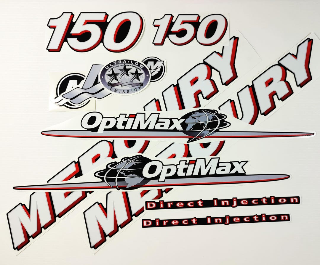 Vinyl Decal Set for Mercury 150 Opti Max Outboard. Vinyl Kit Sticker ...