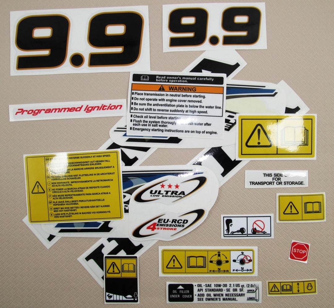Vinyl Graphic Decals Set Handmade for Honda 9.9 Four Stroke Outboard ...