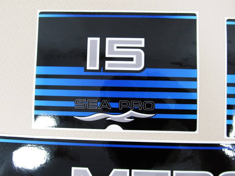 Vinyl Graphic Decals Set of Handmade for Mercury 15 Sea Pro Outboard ...