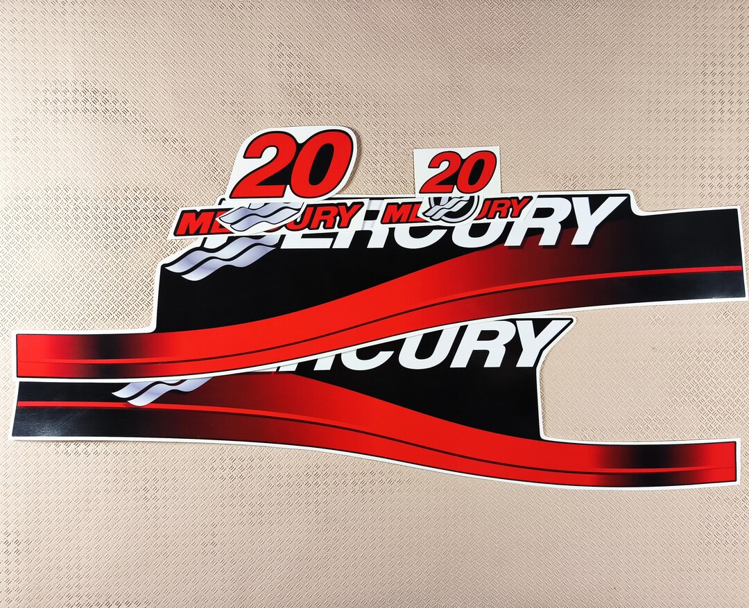 Vinyl Graphic Decals Set for Mercury 20 Two Stroke Outboard Engine ...