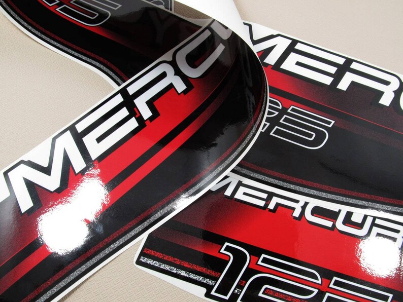 Decal Set for MERCURY Two Stroke 125 Hp Outboard. Vinyl Kit Sticker for ...