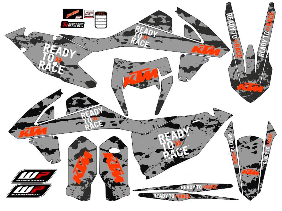 Graphic Vinyl Decal Set for KTM With Headlights Graphic Kit for KTM Exc ...