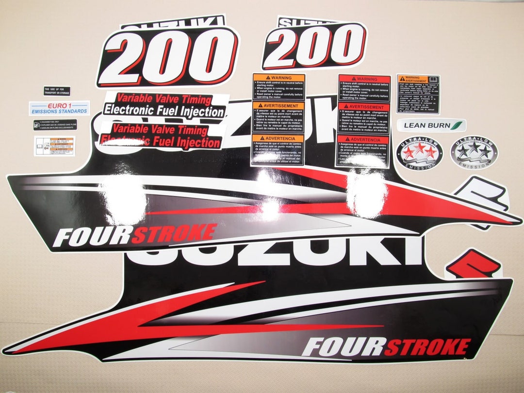 Vinyl Decals Set for Suzuki DF 200 Four Stroke Outboard Engine. Vinyl ...