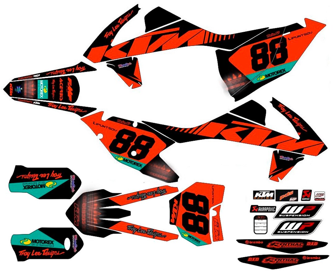Graphic Vinyl Decal Set for KTM Without Headlights Graphic Kit for KTM ...