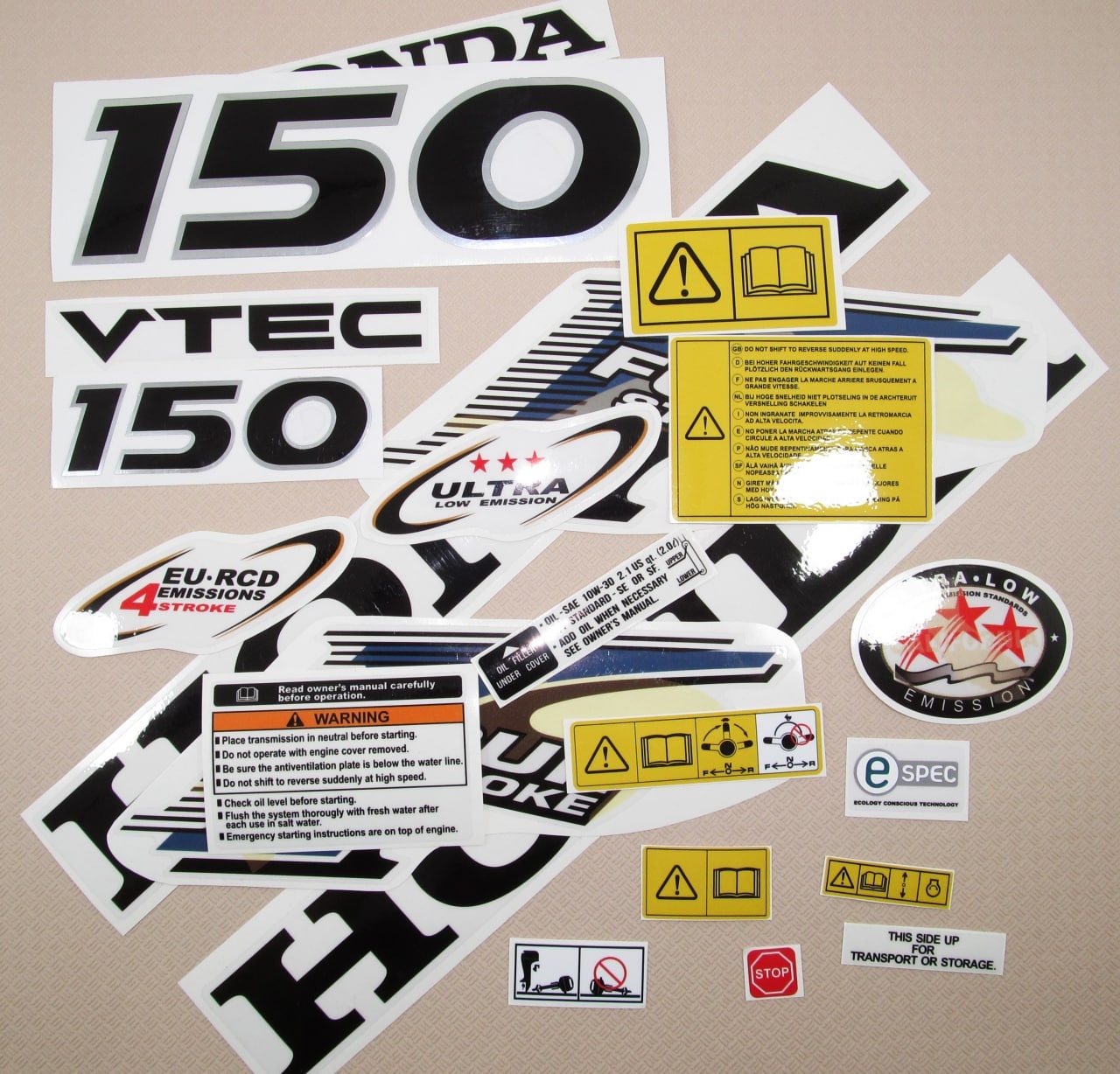 Bumper Stickers Vinyl kit sticker HONDA 15 four stroke 15 HP Decal set ...