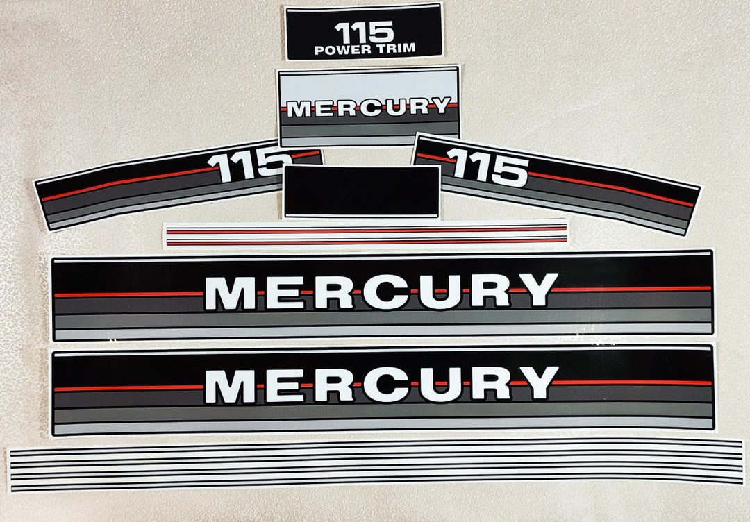 Decal Set for Mercury 115 Hp Outboard. Vinyl Kit Sticker Mercury 115 ...