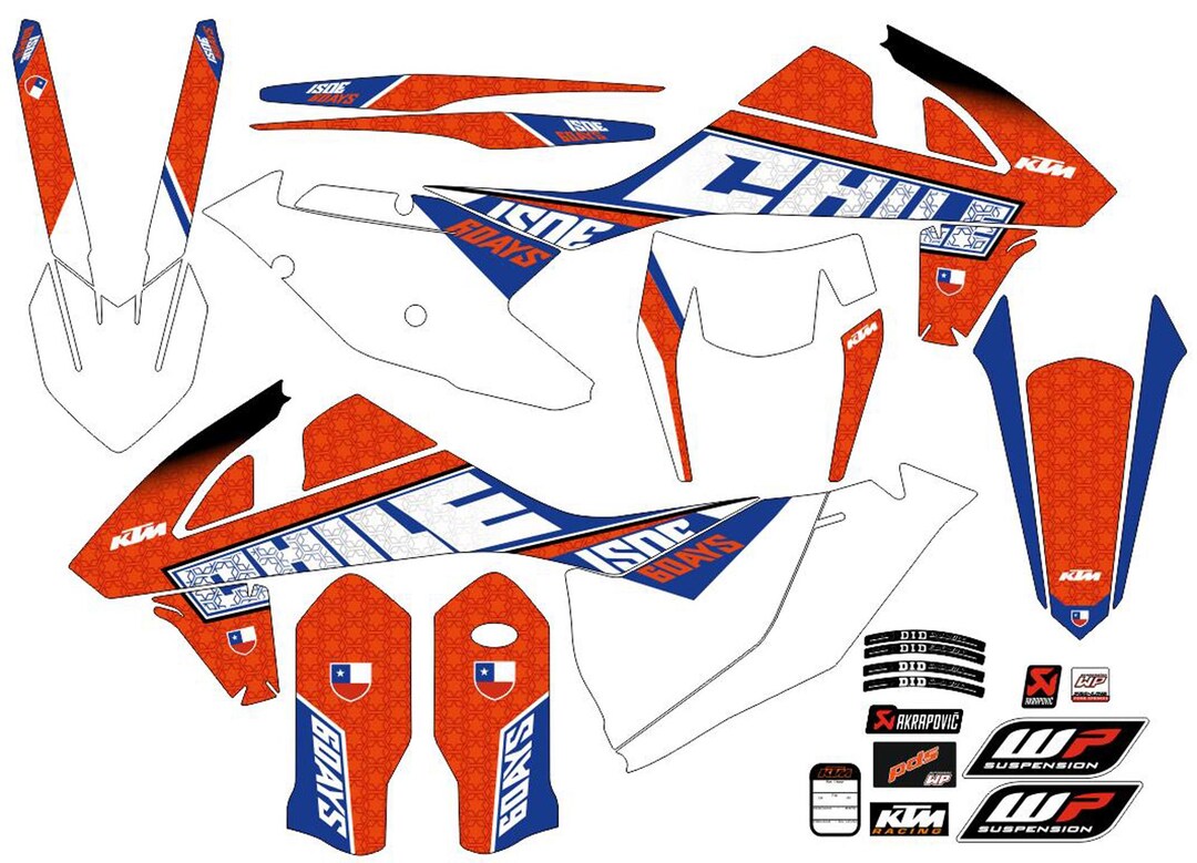 Graphic Vinyl Decal Set for KTM With Headlights Graphic Kit for KTM Exc ...