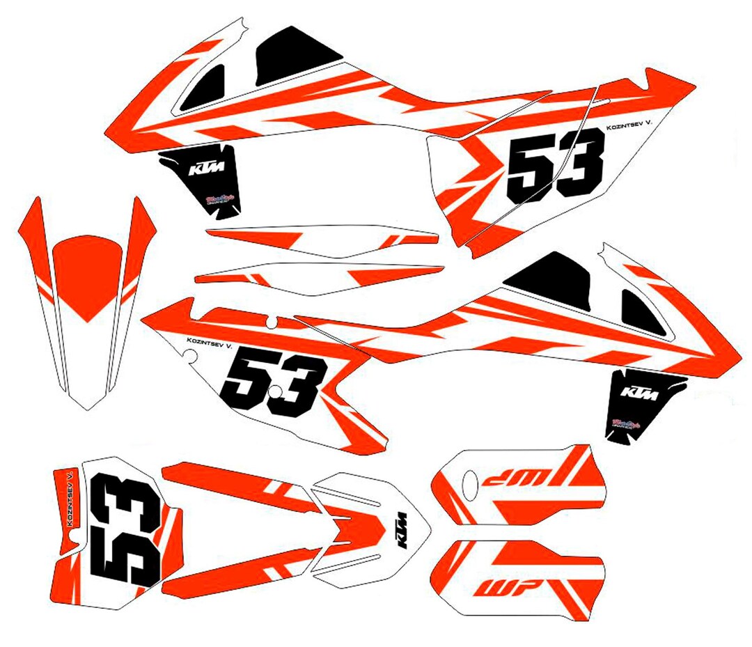 Graphic Vinyl Decal Set for KTM Without Headlights Graphic Kit for KTM ...