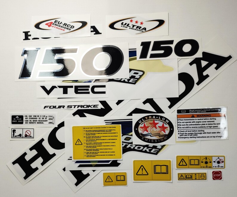 Vinyl Graphic Decals Set Handmade for Honda BF 150 Four Stroke Outboard ...