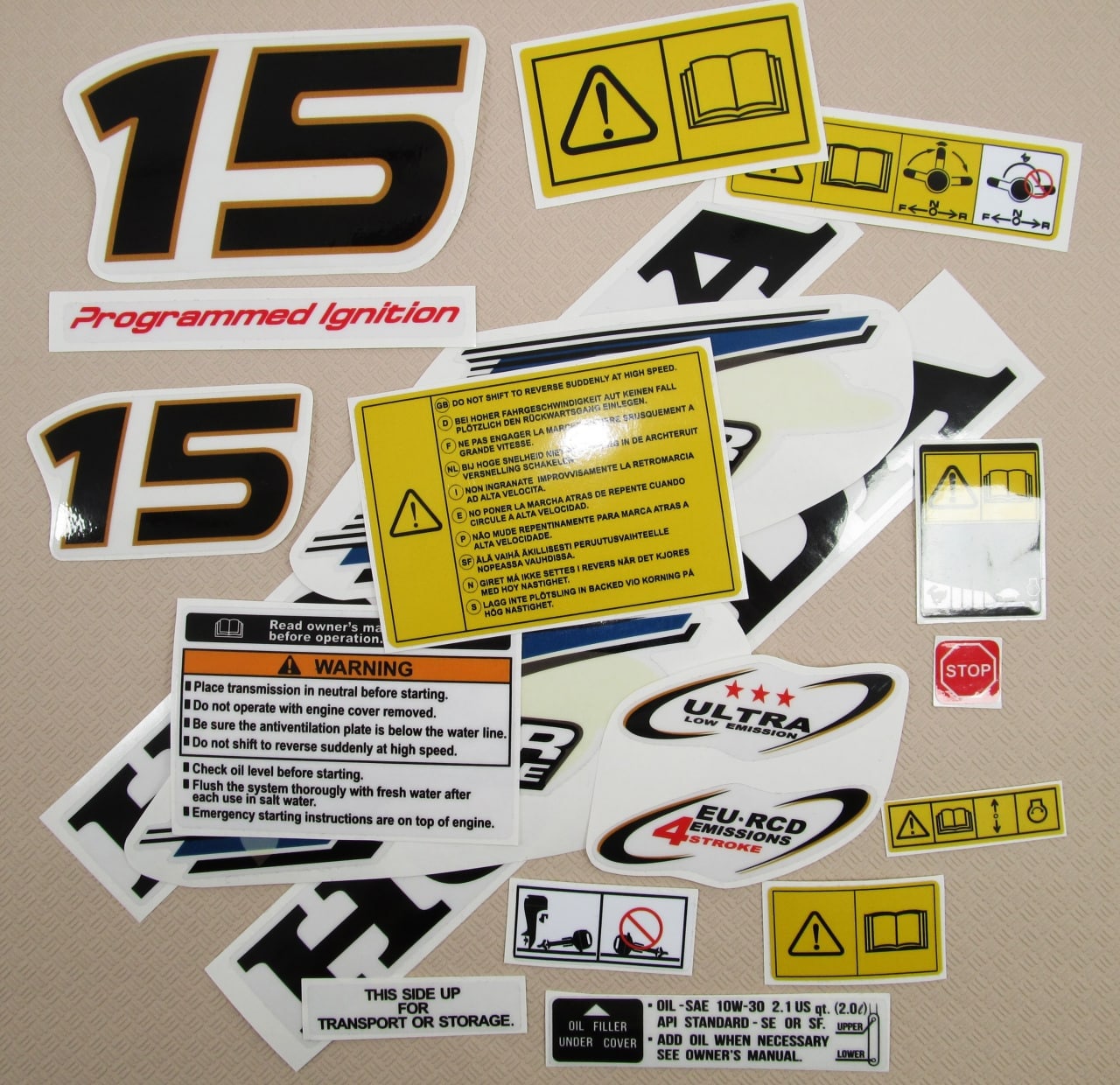 Bumper Stickers Vinyl kit sticker HONDA 15 four stroke 15 HP Decal set ...