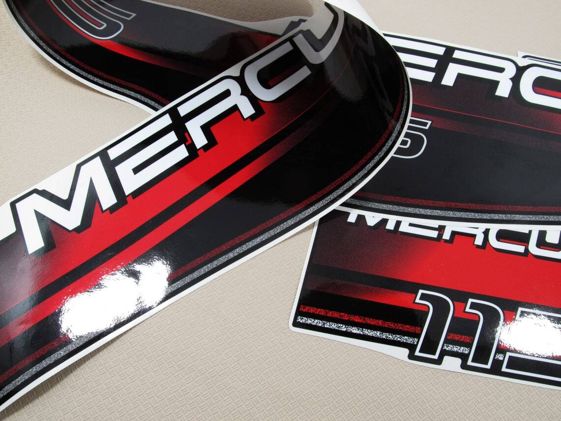 Decal Set for MERCURY Two Stroke 115 Hp Outboard. Vinyl Kit Sticker Red ...