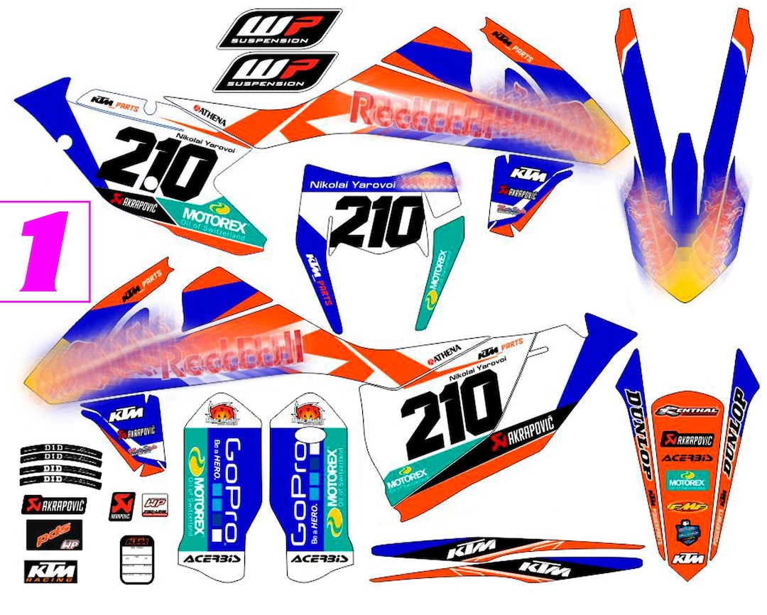Graphic Vinyl Decal Set for KTM With Headlights Graphic Kit for KTM Exc ...