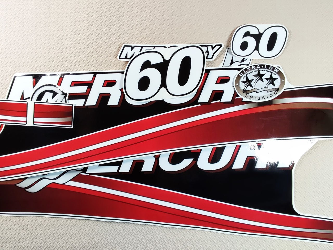 Decal Set for MERCURY Two Stroke 60 Hp Outboard. Vinyl Kit Sticker ...