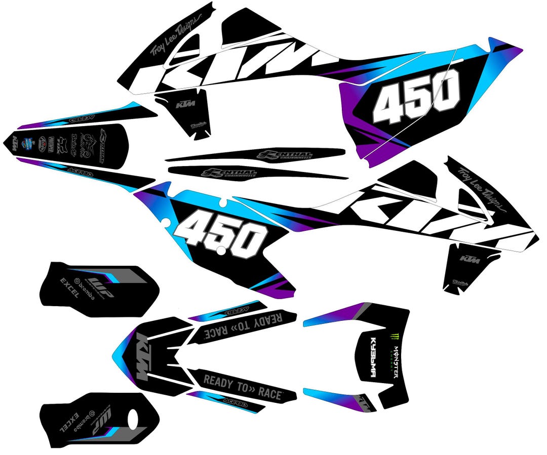 Graphic Vinyl Decal Set for KTM With Headlights Graphic Kit for KTM Exc ...
