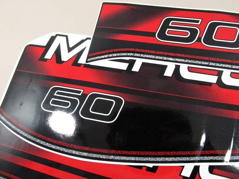 Decal Set for MERCURY Two Stroke 60 Hp Outboard. Vinyl Kit Sticker for ...