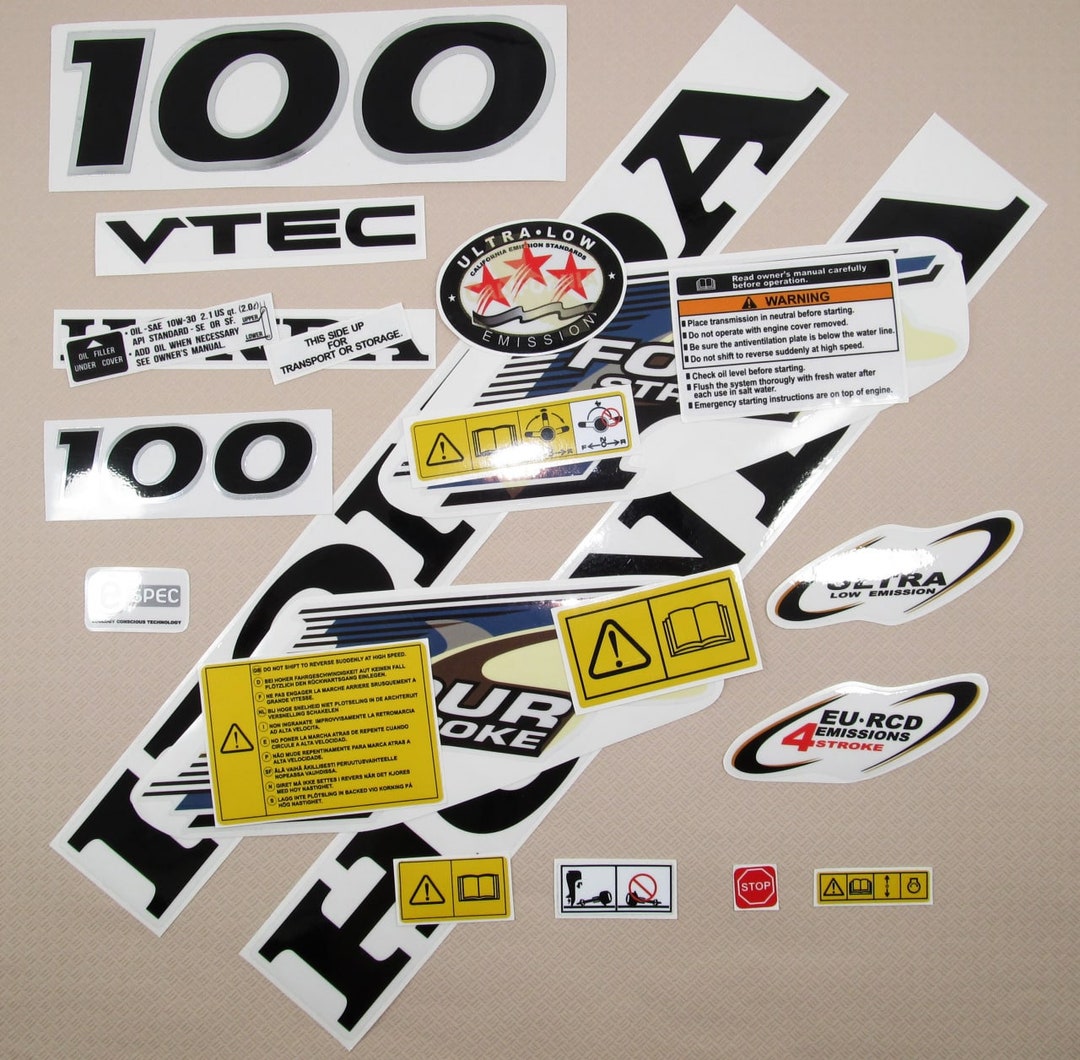 Vinyl Graphic Decals Set Handmade for Honda 100 Four Stroke Outboard ...
